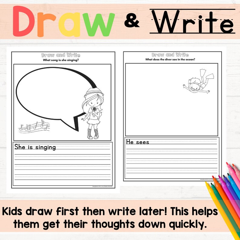 Draw and Write Prompts for Kids | Beginner Writer Activity (PDF) - Etsy