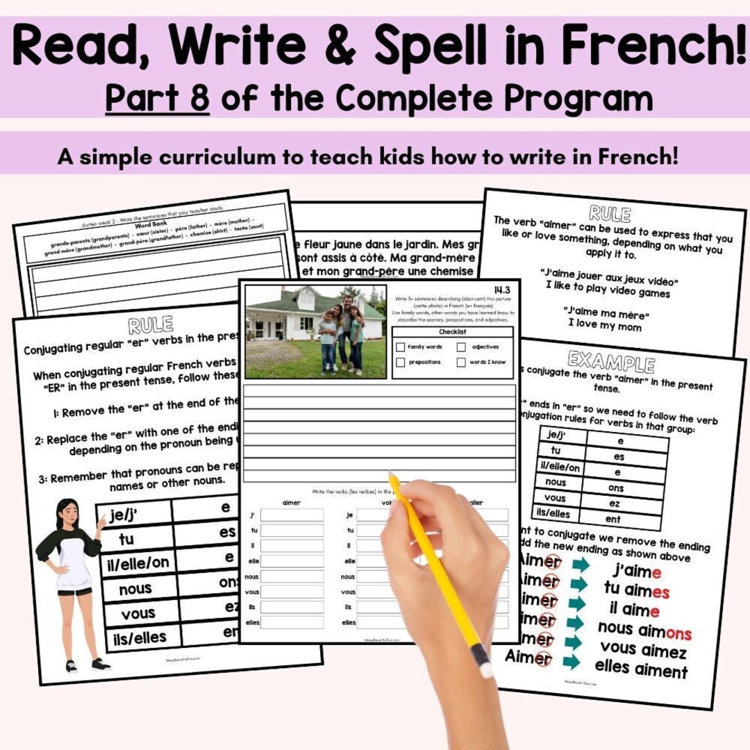 French Writing Lessons Curriculum for FSL Learners Part 8 - Etsy
