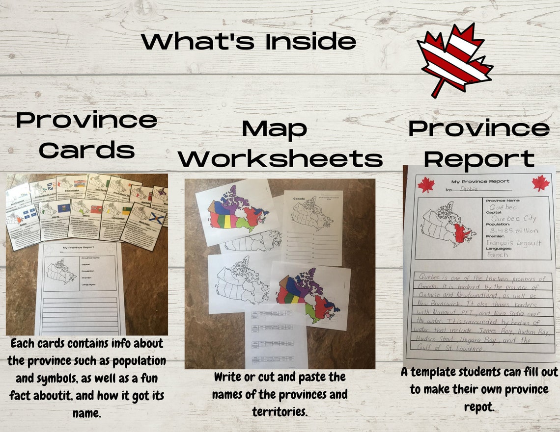 Provinces Territories of Canada Quick Lesson Printable Cards and Unit ...