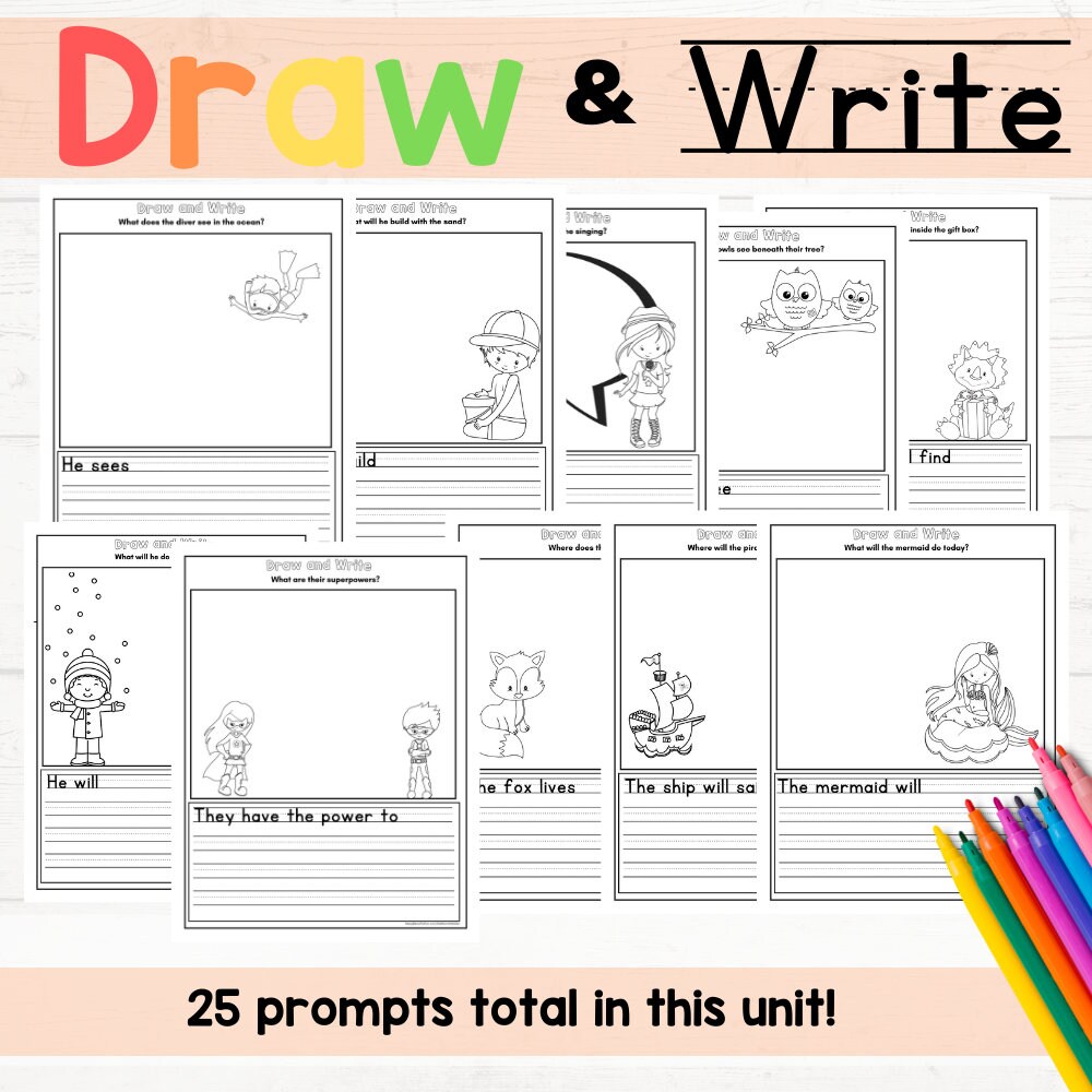 Draw and Write Printable Prompts for Beginner Writers to Help Kids Find ...