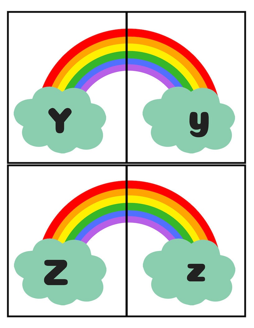 Rainbow Uppercase Lowercase Letter Match Puzzles - Etsy