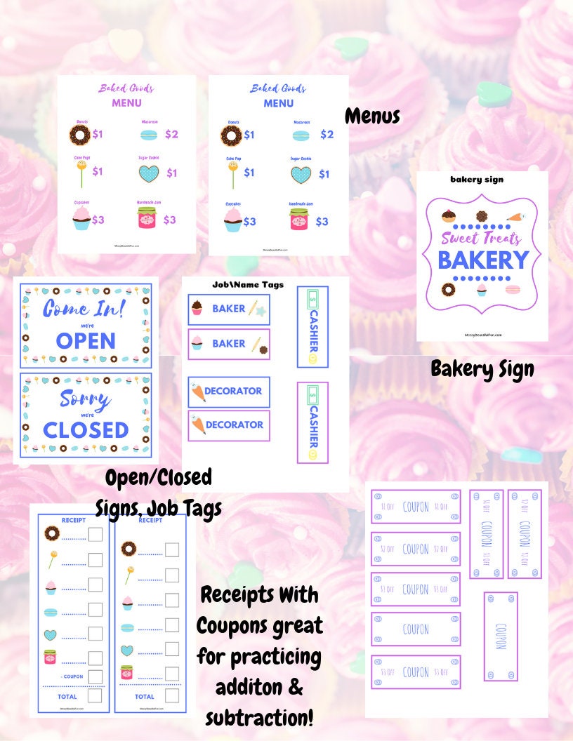 Dramatic Play Bakery Printable Set for Pretend Play & Learning in Class ...