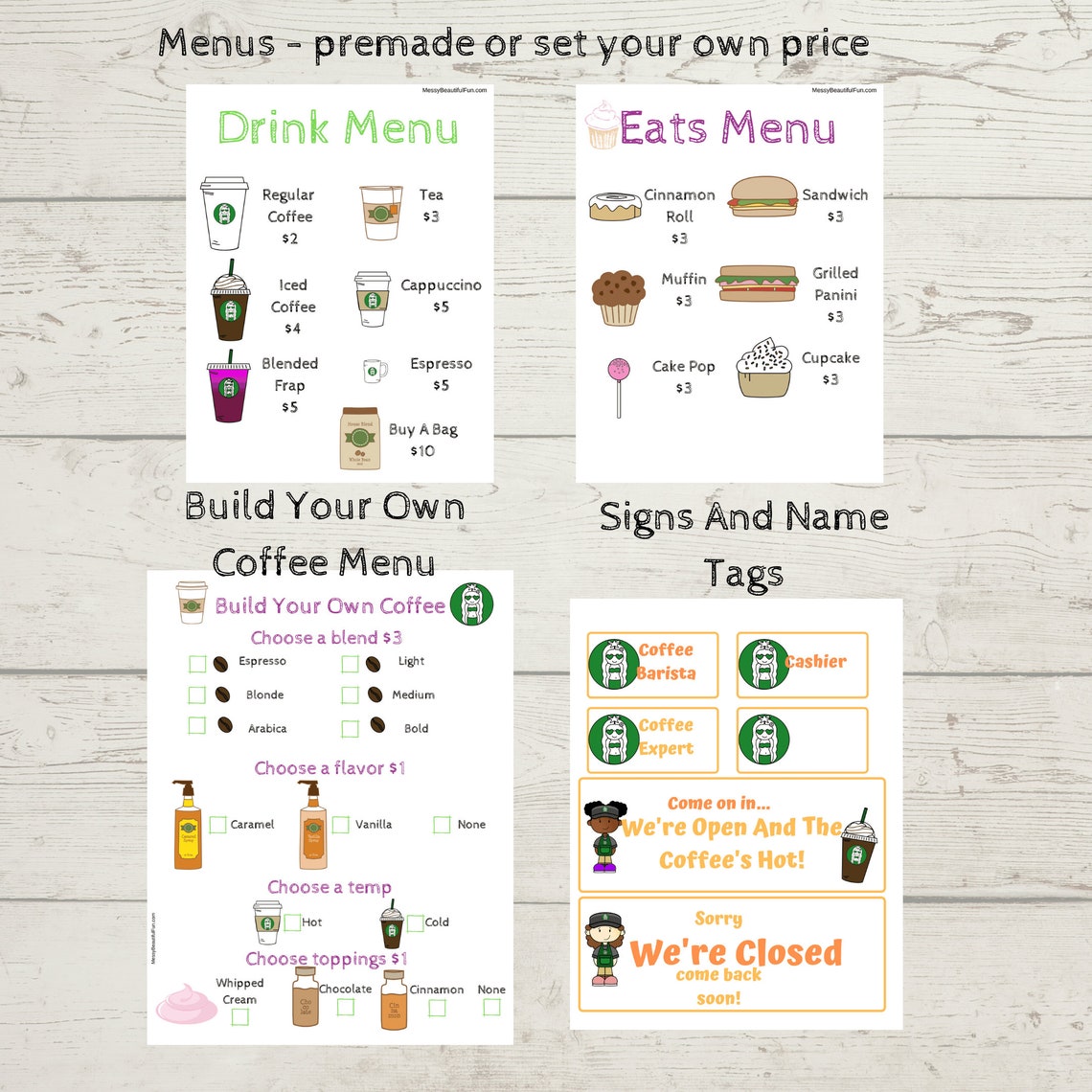 Coffee Shop Pretend Play Dramatic Play Printable Set - Etsy