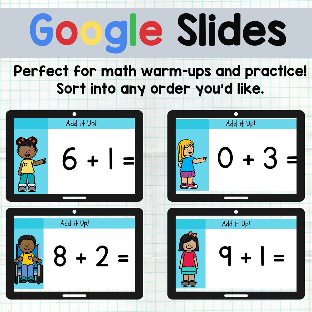 Addition to 10 Math Facts Practice Google Slides - Etsy