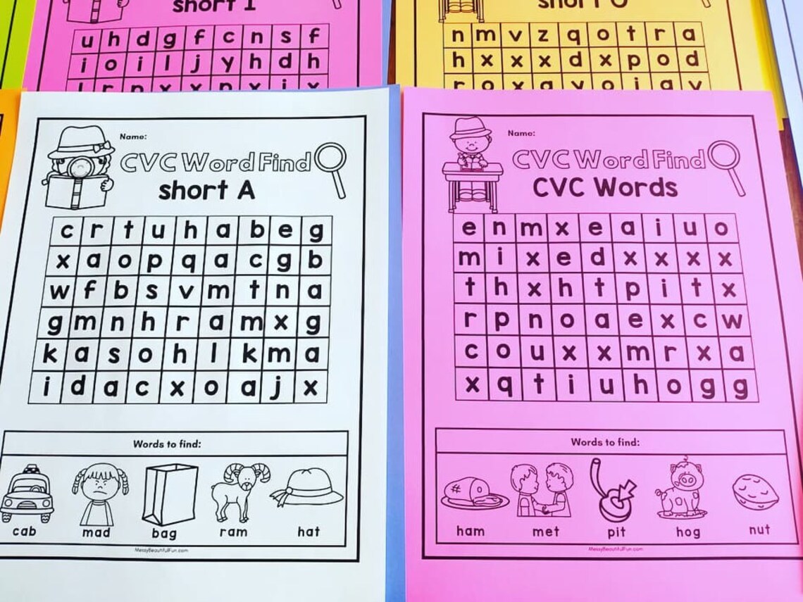 CVC Word Searches Printable Learning Game Phonics and Reading - Etsy