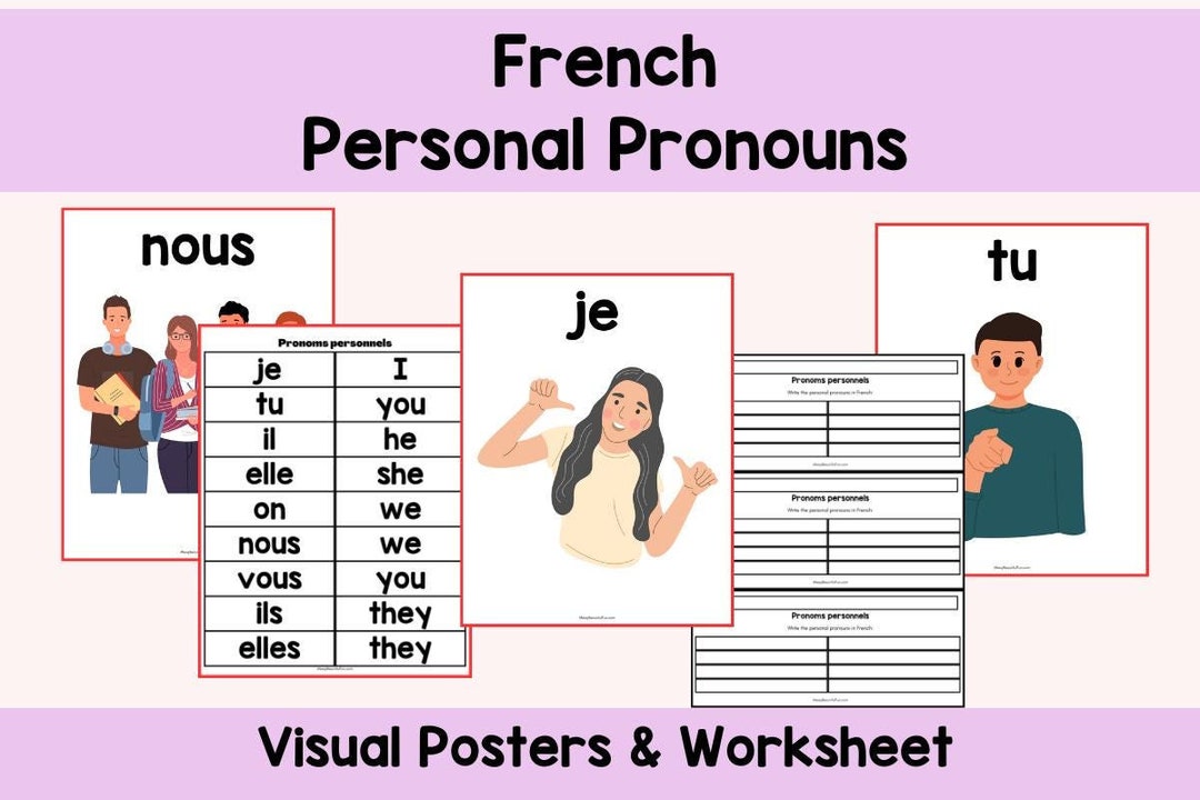 French Personal Pronoun Posters Worksheet for FSL French Second ...