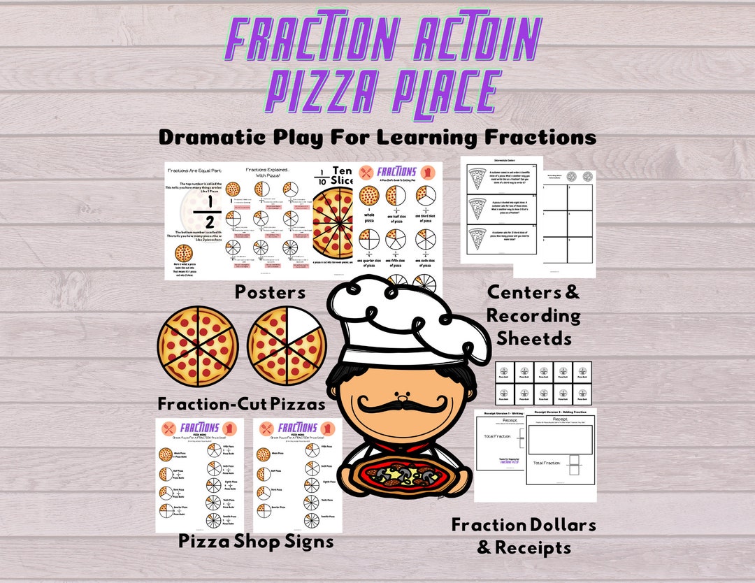 Fraction Pizza Restaurant Dramatic Play Center for Learning Fractions ...