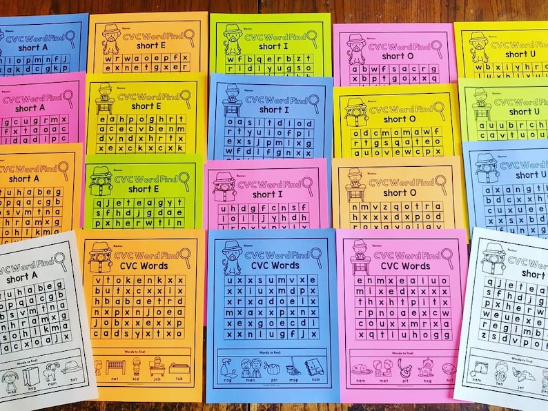 CVC Word Searches Printable Learning Game Phonics and Reading - Etsy