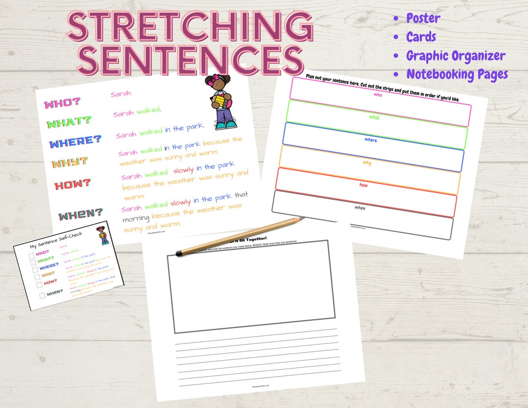 Sentence Writing Stretching Posters Graphic Organizers Worksheets - Etsy