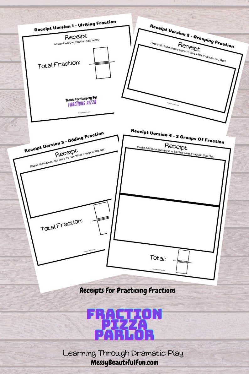 Fraction Pizza Restaurant Dramatic Play Center for Learning Fractions ...