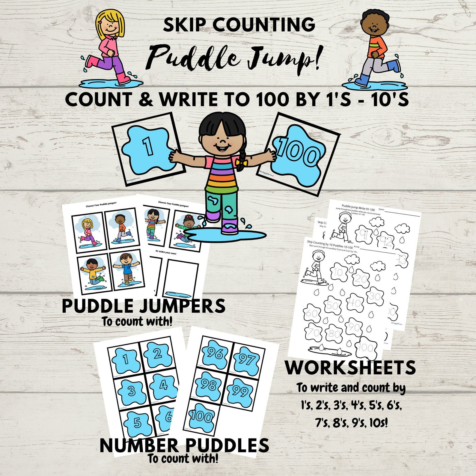 Skip Counting Puddle Jump, Math Worksheet (digital Download) - Etsy