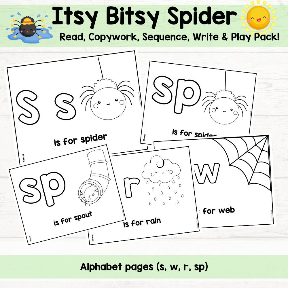 Itsy Bitsy Spider Rhyme and Play Pack (worksheets) - Etsy Australia