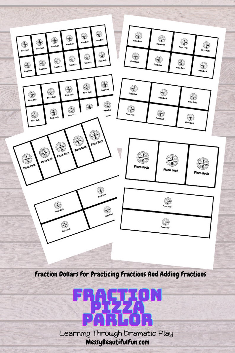 Fraction Pizza Restaurant Dramatic Play Center for Learning Fractions ...