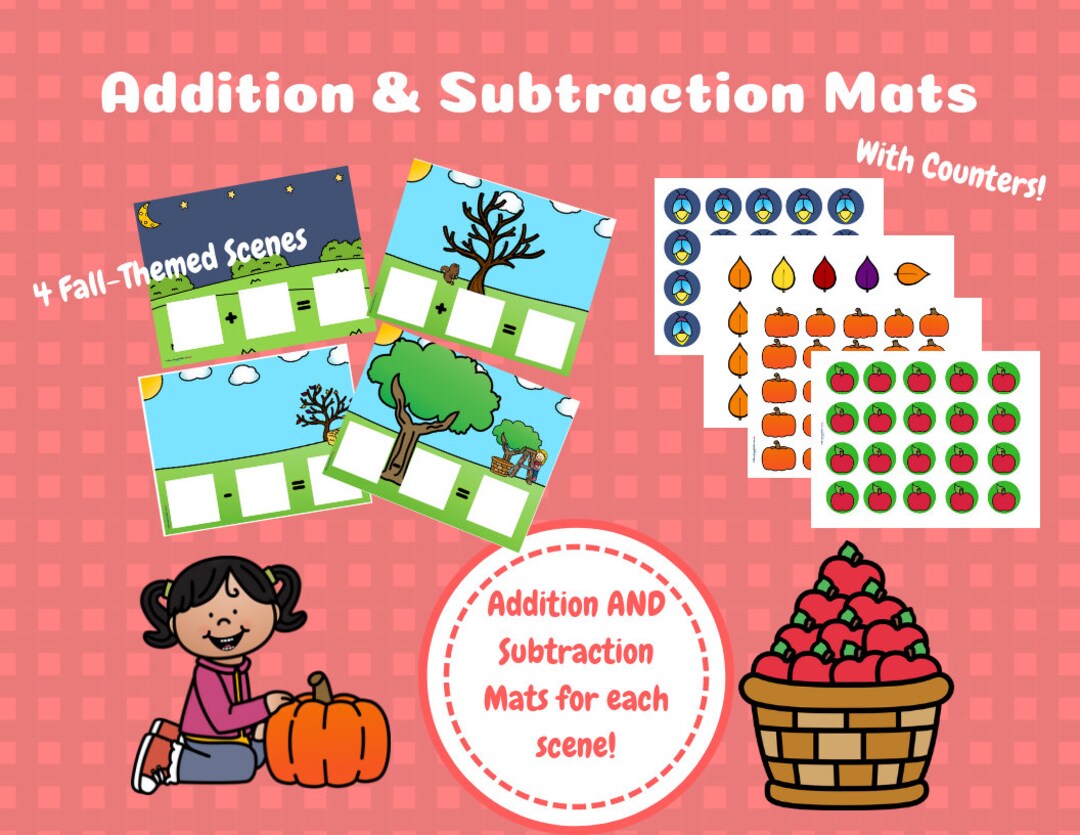 Printable Addition and Subtraction Mats With Counters - Etsy
