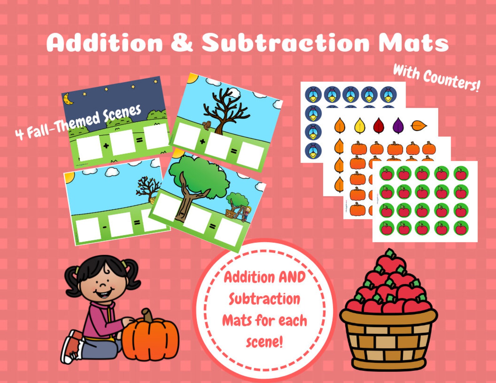 Printable Addition and Subtraction Mats With Counters - Etsy
