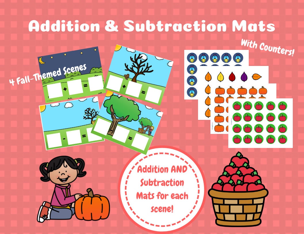 Printable Addition and Subtraction Mats With Counters - Etsy