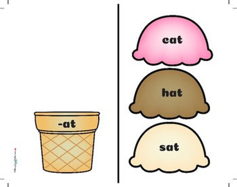 Printable Word Family Scoops Sorting - Kids Learn Word Family Words ...