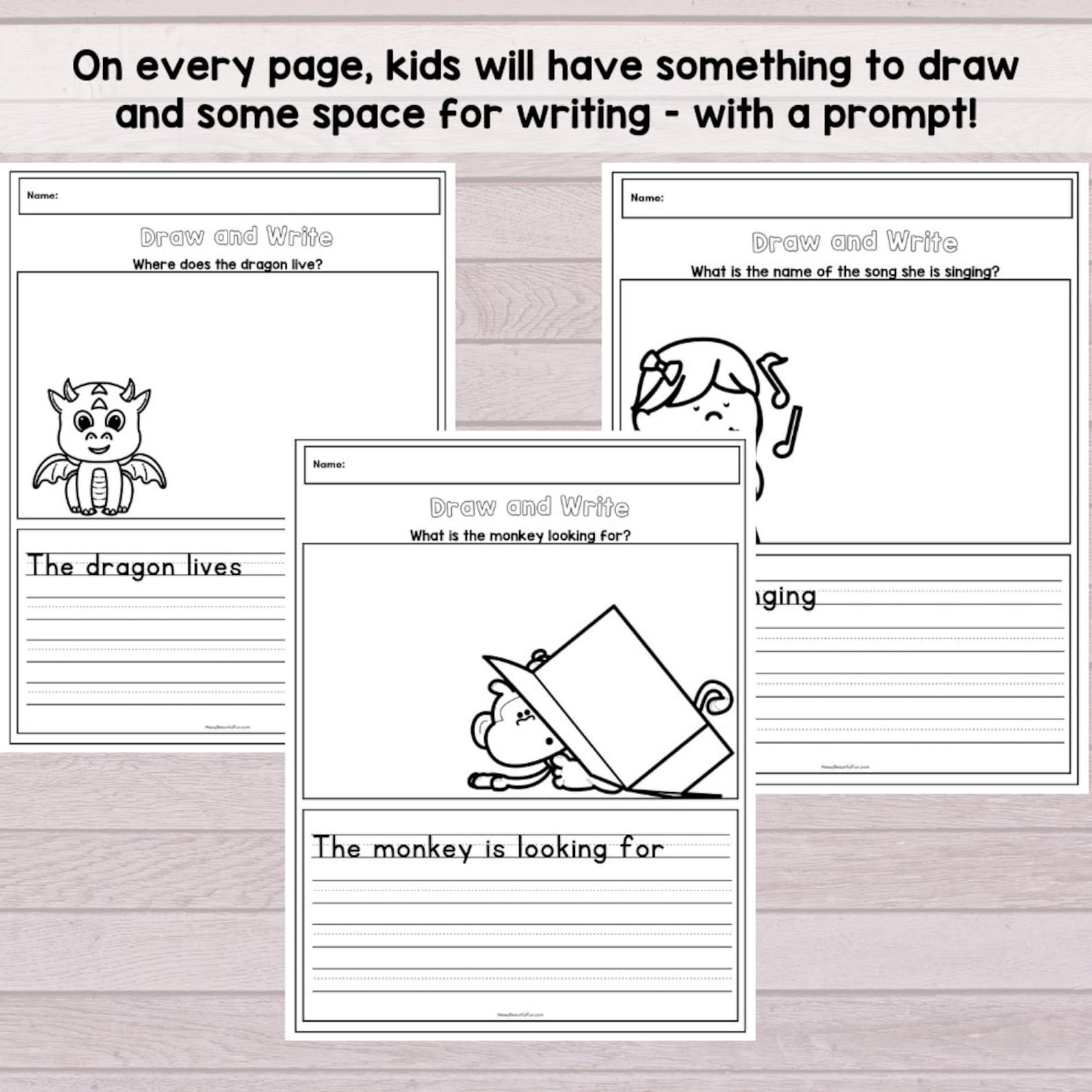 Draw and Write Prompts for Beginning Writers Homeschool or Classroom ...