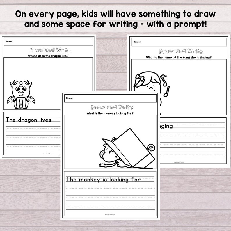Draw and Write Prompts for Beginning Writers Homeschool or Classroom ...