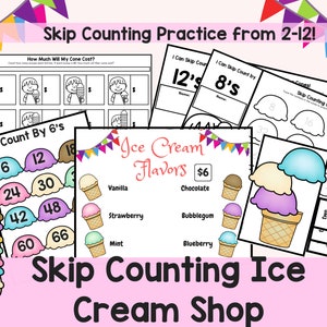 Printable Skip Counting Ice Cream Parlour Practice Set - Dramatic Play ...