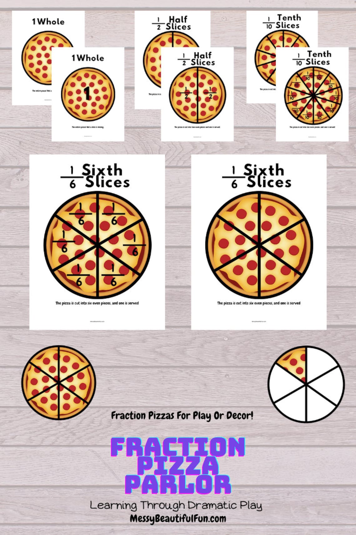 Fraction Pizza Restaurant Dramatic Play Center for Learning Fractions ...