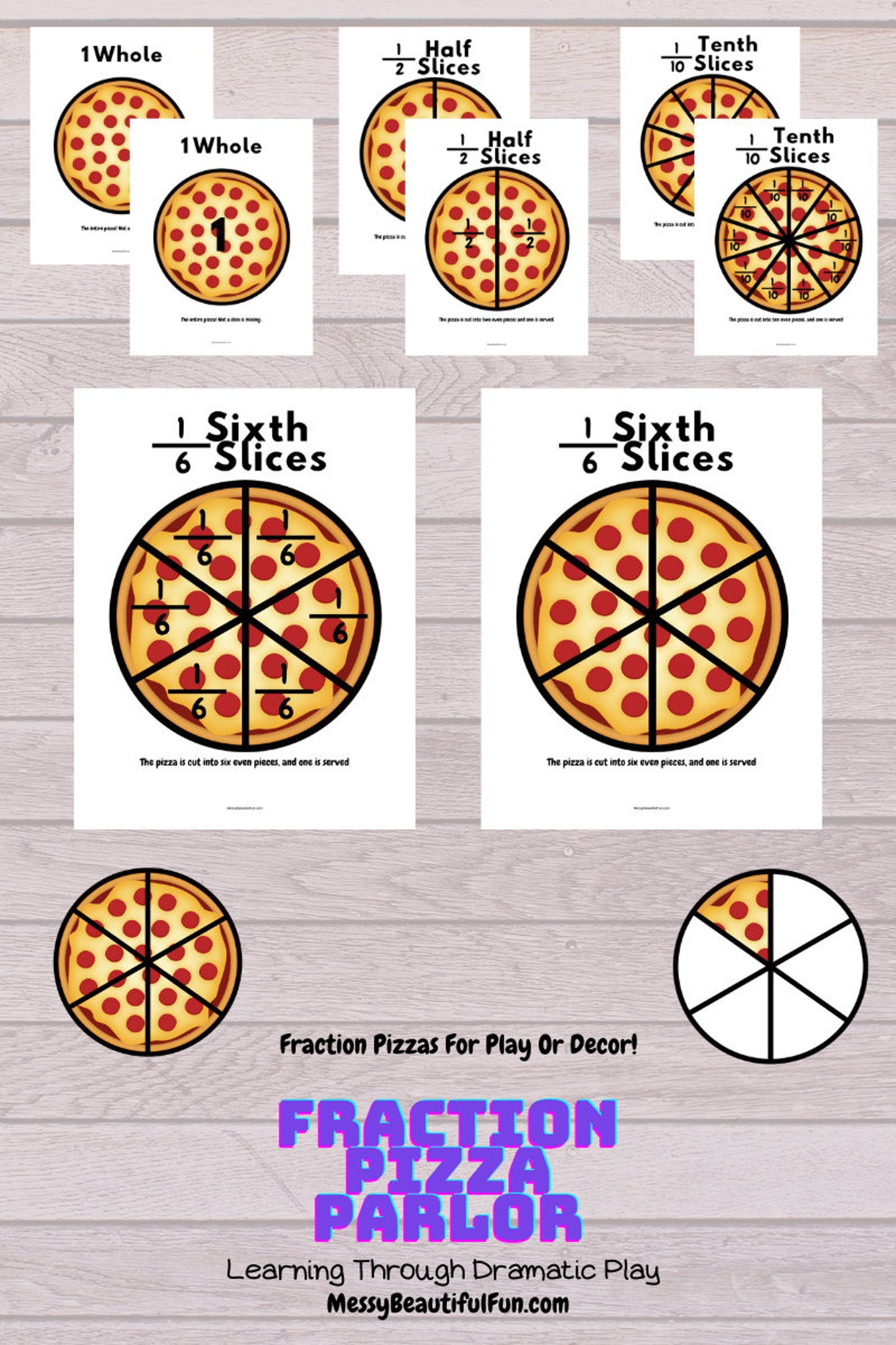 Fraction Pizza Restaurant Dramatic Play Center for Learning Fractions ...
