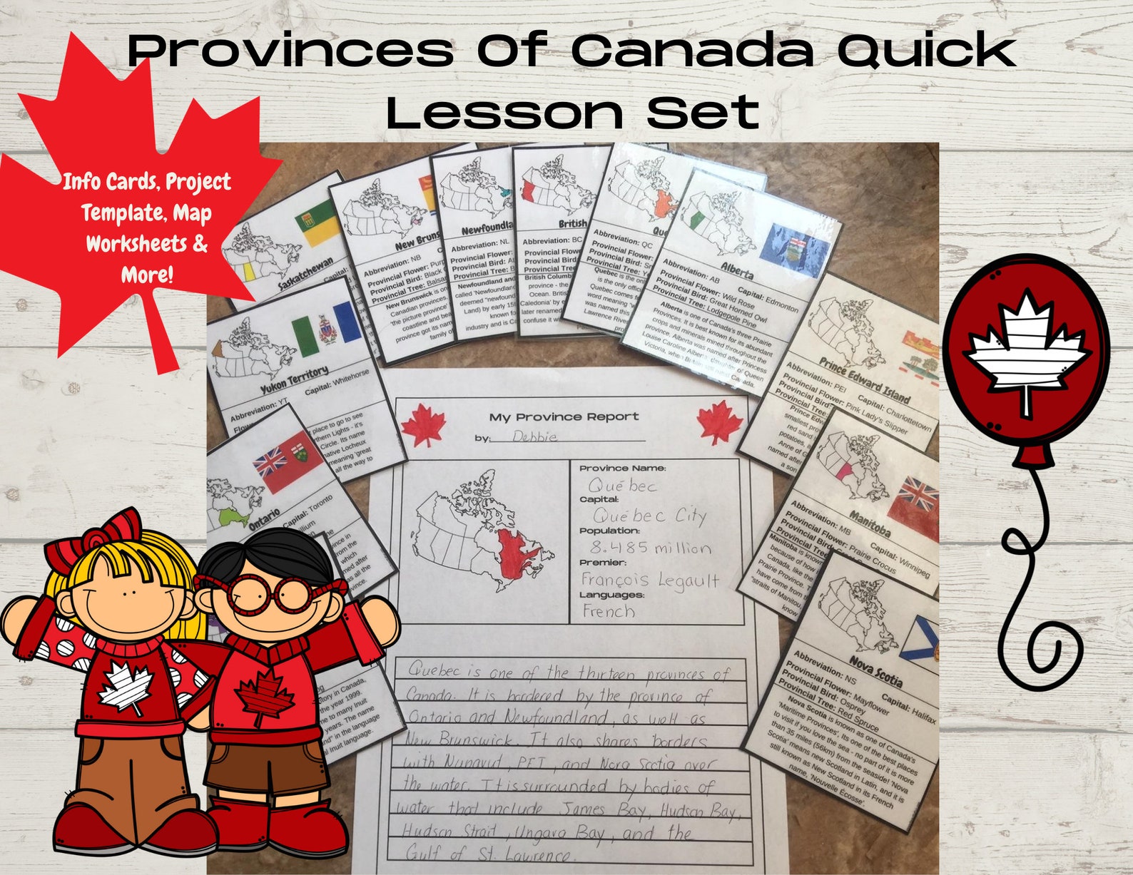 Provinces Territories of Canada Quick Lesson Printable Cards and Unit ...