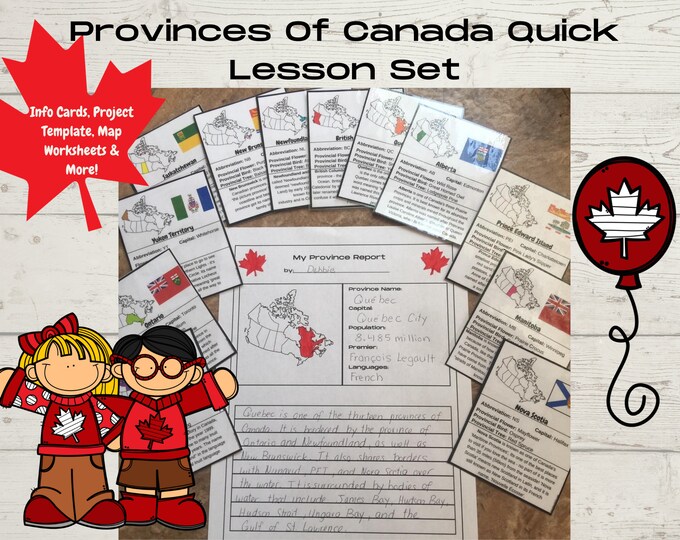 Canadian Fact Worksheets, Flash Cards, Provinces, Territories, Matching ...