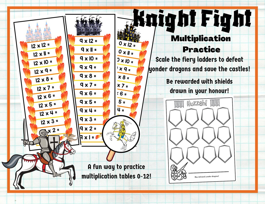 Knight Fight! Multiplication Practice Printable Math Center for ...