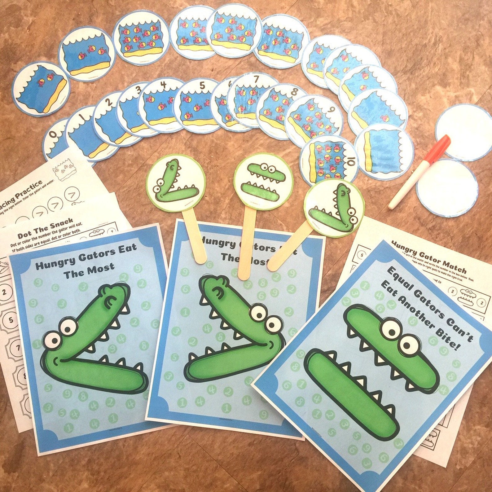 Hungry Gator Comparing Numbers Learning Pack Learn About Greater Than ...