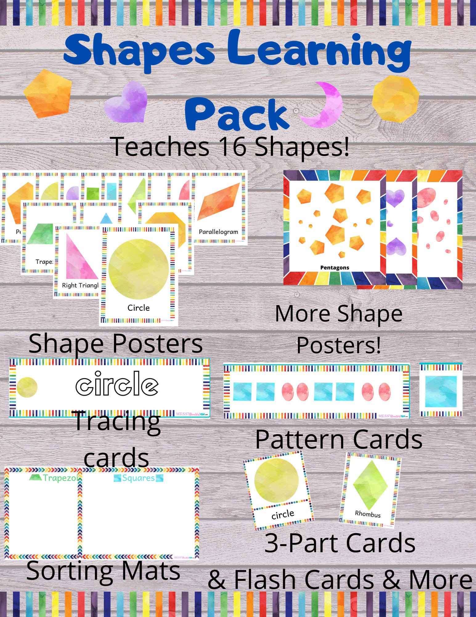 Shapes Learning Printable Pack Montessori Inspired Centers for Home ...