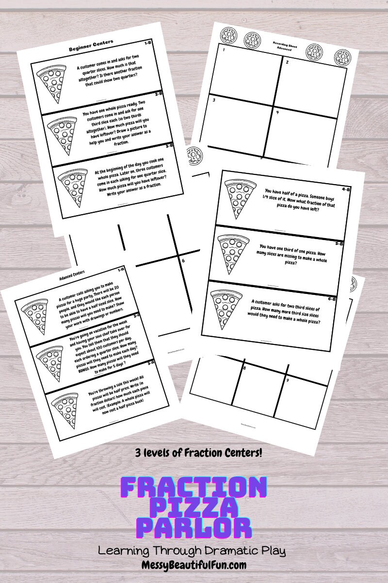 Fraction Pizza Restaurant Dramatic Play Center for Learning Fractions ...
