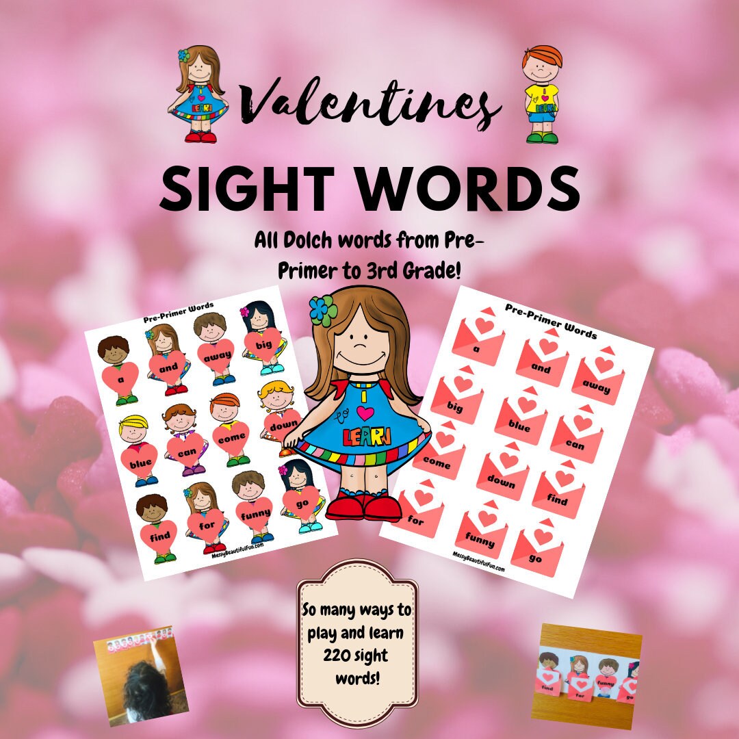 Valentines Dolch Sight Word Printable Game - Etsy