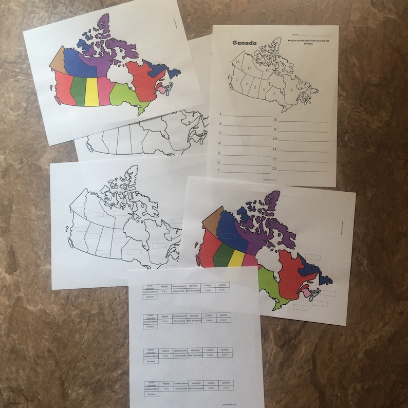 Provinces Territories of Canada Quick Lesson Printable Cards and Unit ...