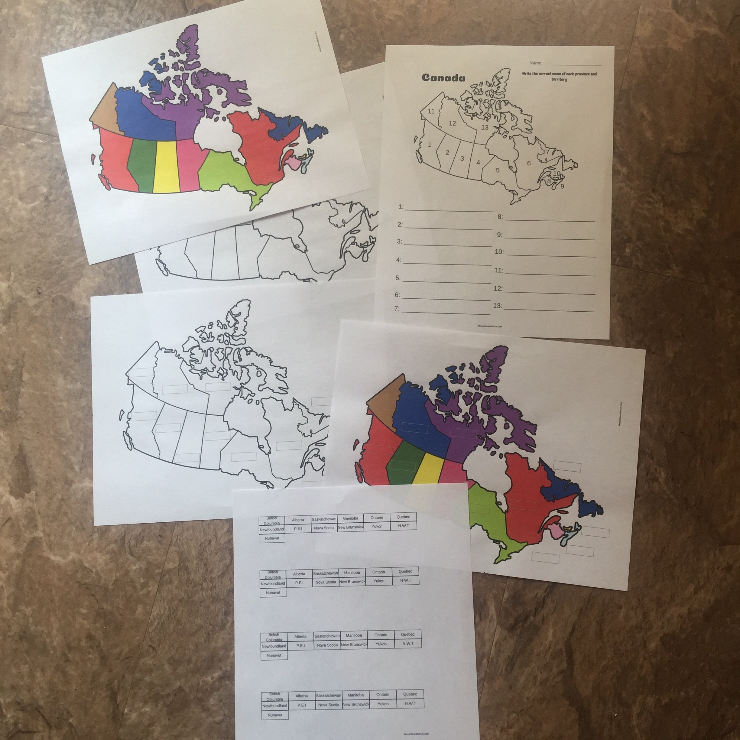 Provinces Territories of Canada Quick Lesson Printable Cards and Unit ...