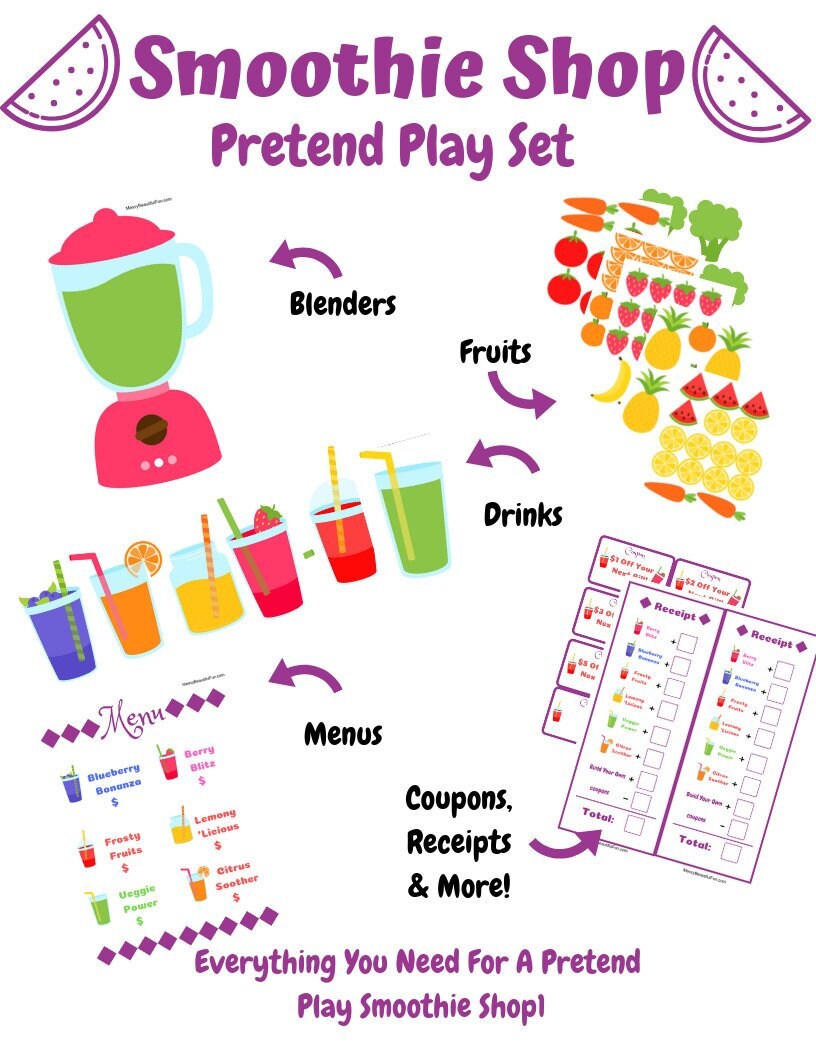 Dramatic Play Smoothie Shop Math Literacy Center - Etsy