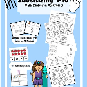 Printable Math Center: Subsitizing and Writing Numbers, Ten Frames ...