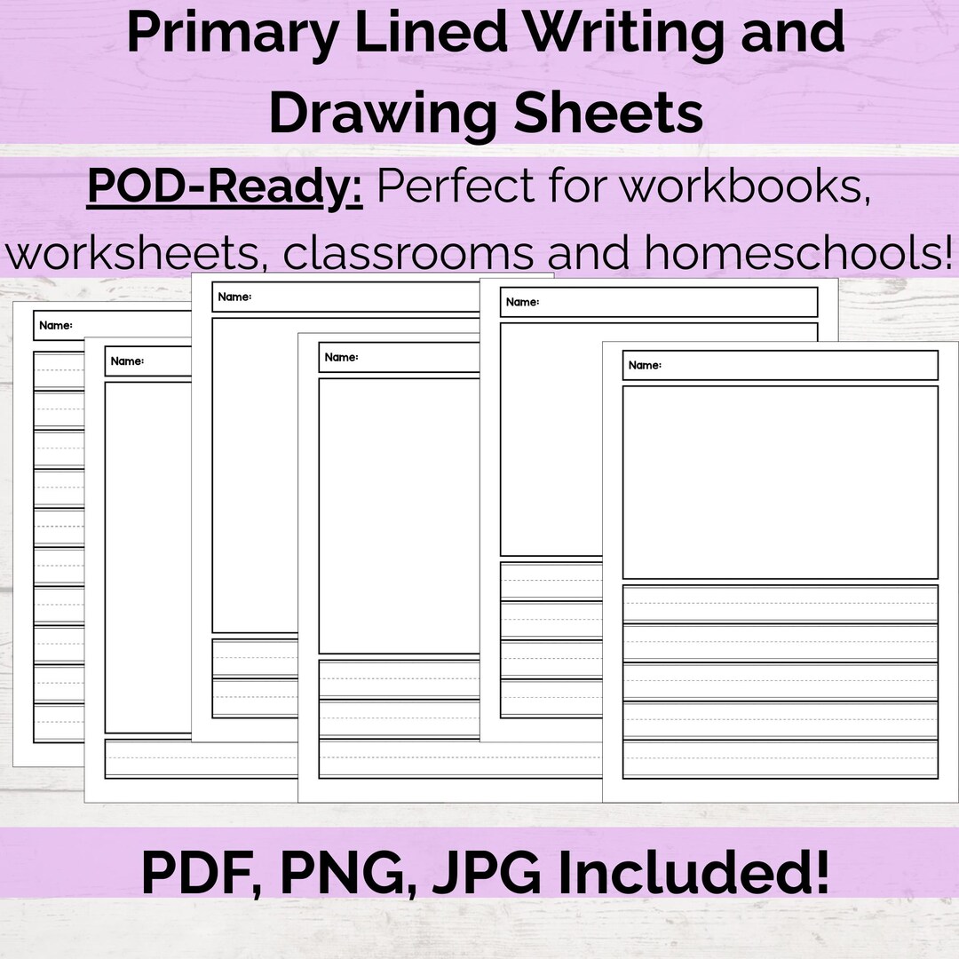 Primary Writing Worksheets | Pre-k, Kinder | POD Ready (pdf Png Jpg) - Etsy