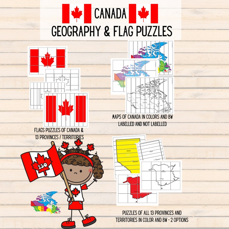 Canadian Geography and Flag Puzzles - Etsy