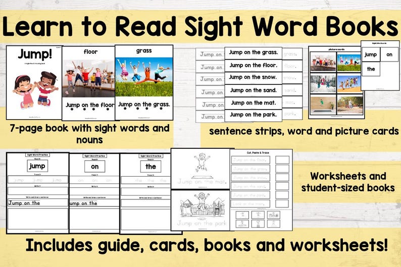 Sight Word Flashcard Set: Learn to Read Books & Worksheets - Etsy