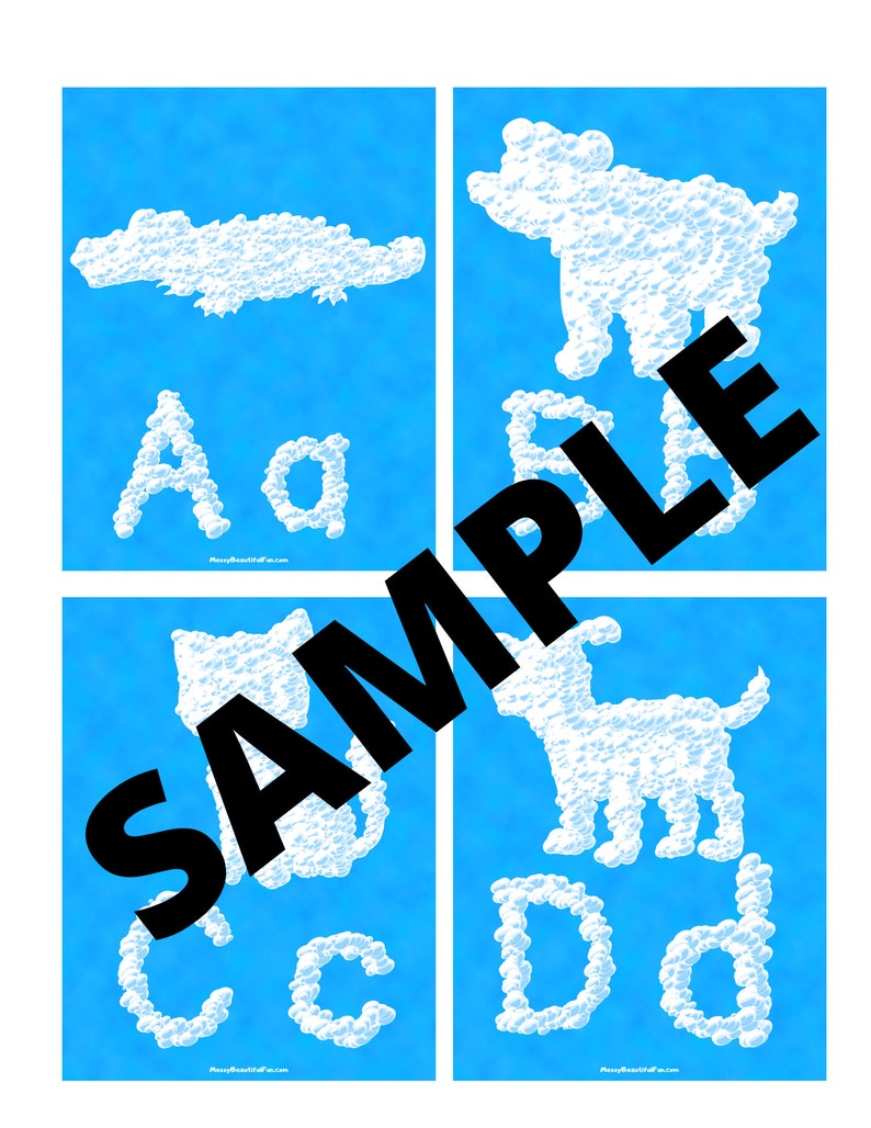 Cloud Animal Alphabet Flashcards & Write the Room for Learning Letters ...