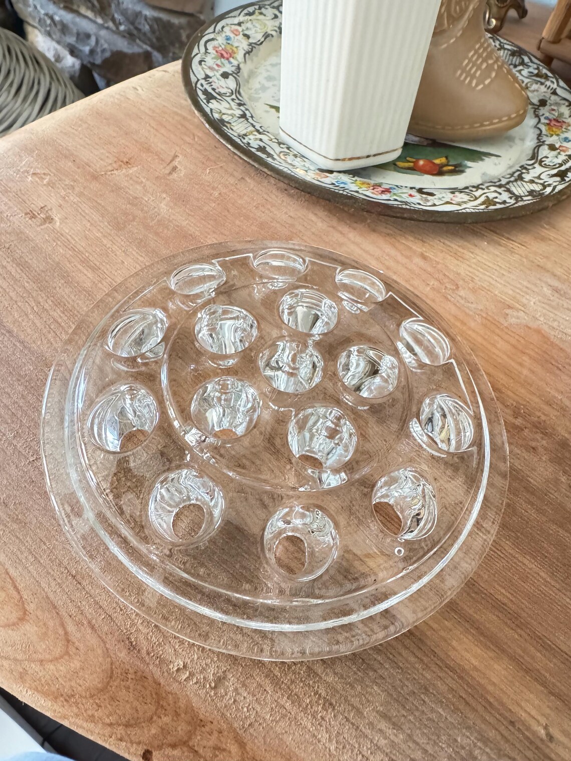 Vintage Glass Flower Frog - Etsy