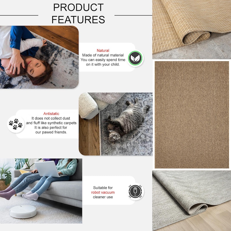 Beige Sisal Rug: Indoor Outdoor Herringbone Flatweave - Etsy