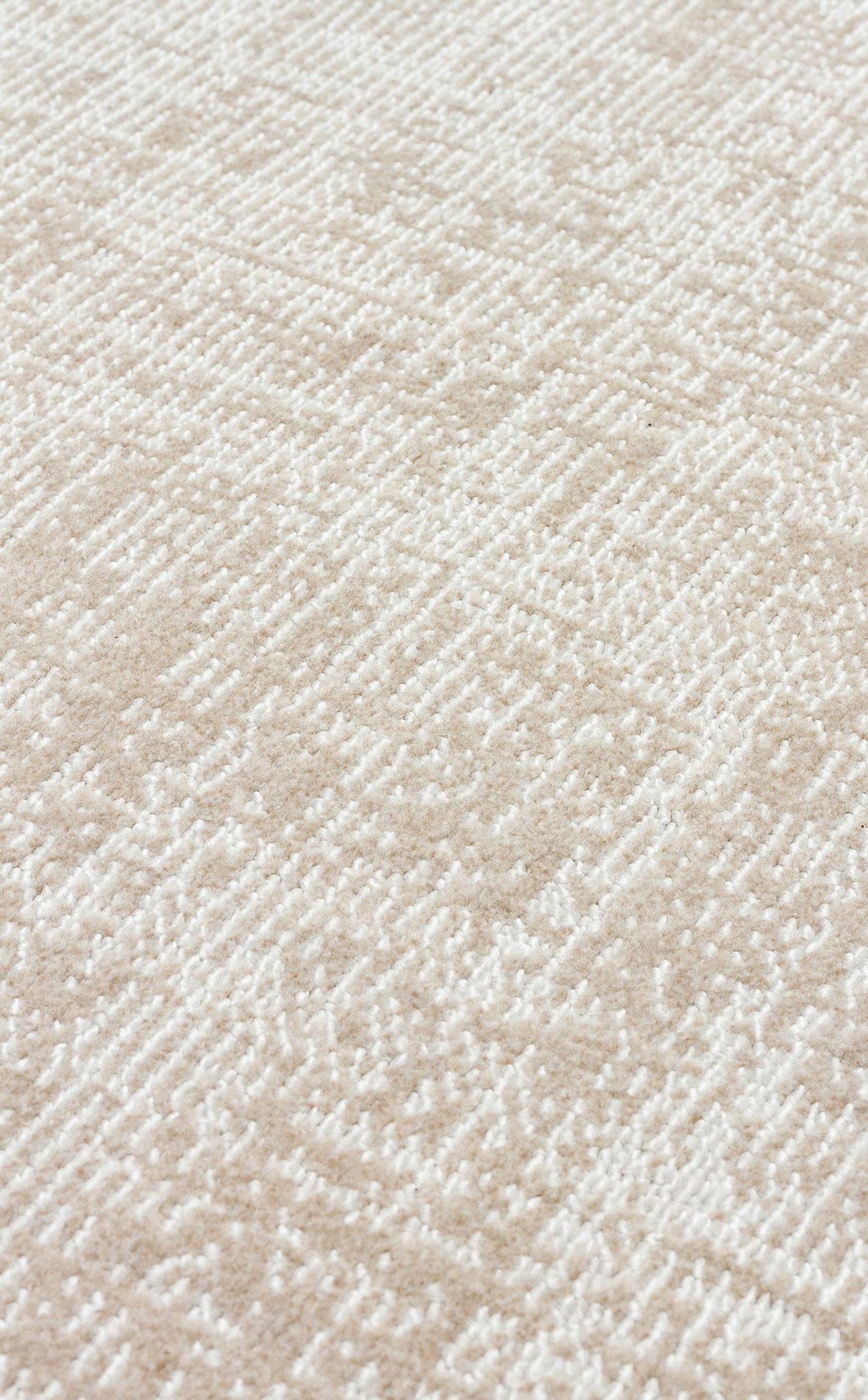 Plain Beige Modern Flat Rug, Soft Textured Polyester Carpet, Non ...