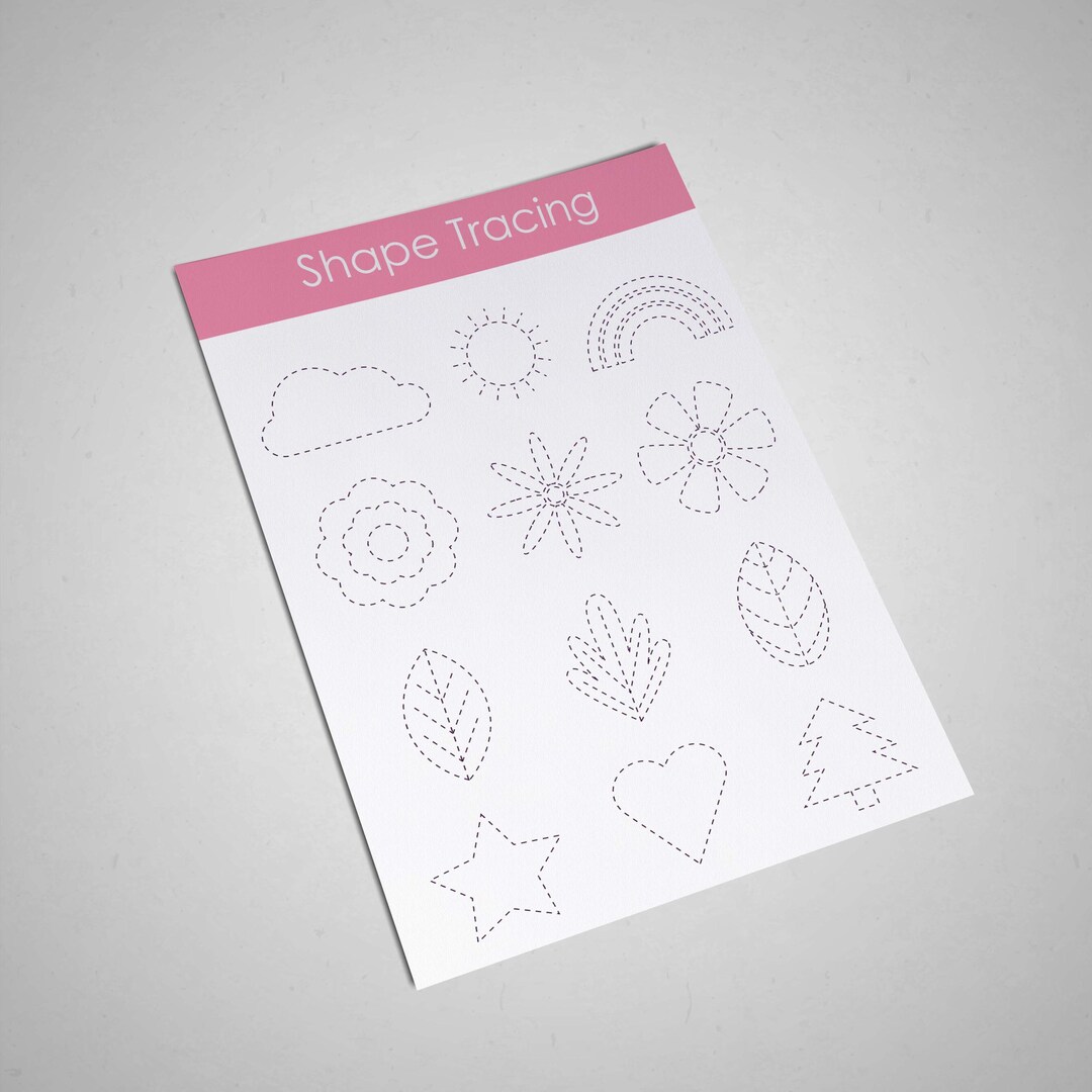 Educational Handwriting Practice Worksheet Tracing the Shapes - Etsy