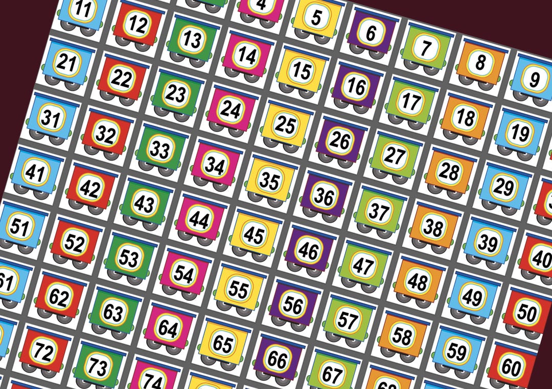Numbers From 1-100 Cards as a Train Ready to Print - Etsy