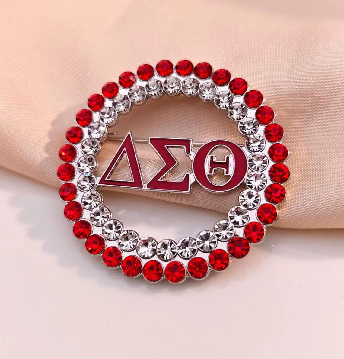 Delta Sigma Theta Rhinestone Lapel Pin | Red & Clear Crystal Sorority ...