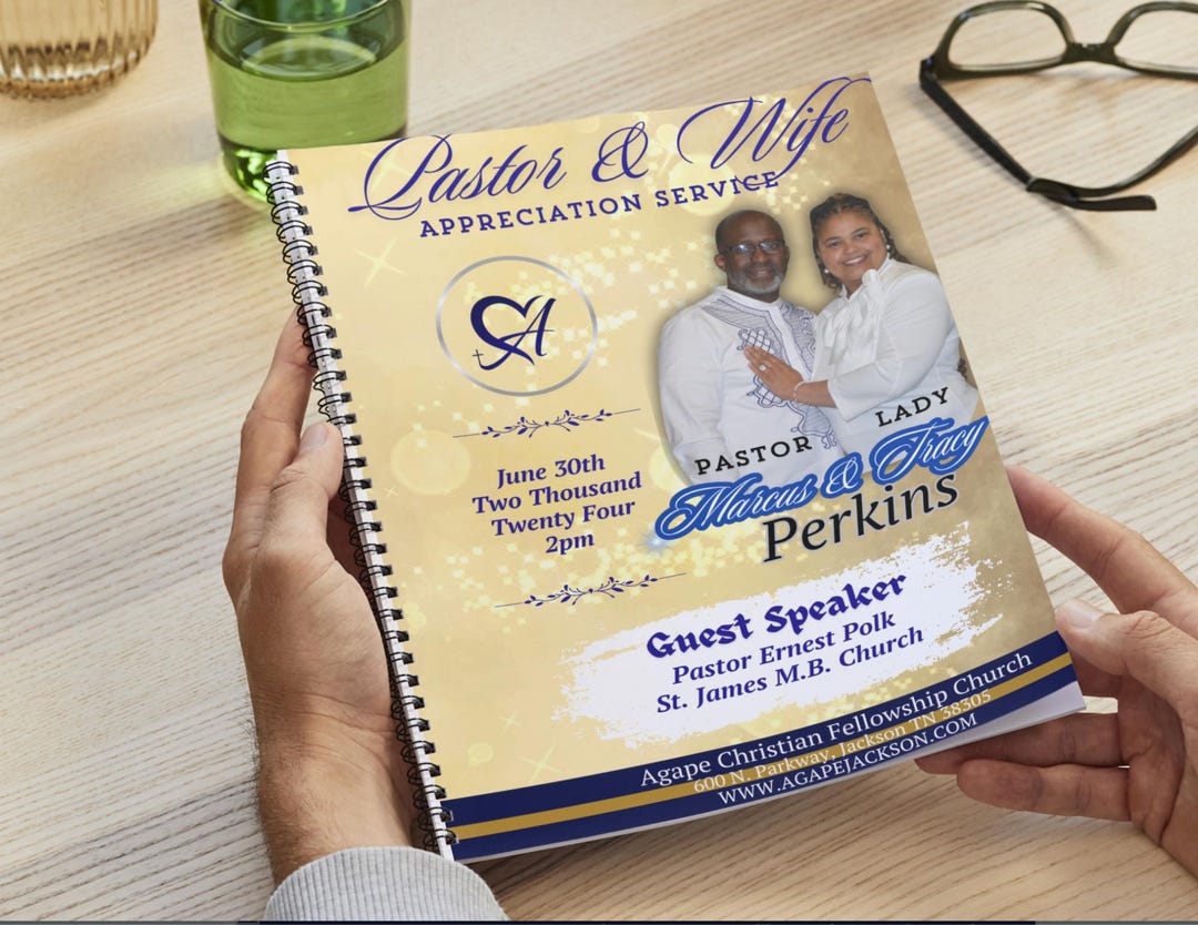 Blue Pastor Appreciation 2 Page Program Template - Etsy