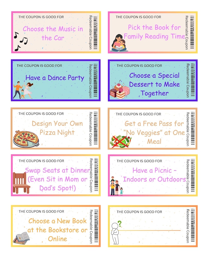 Printable Kids Coupon Book – Fun Reward Coupons for Kids | Instant ...