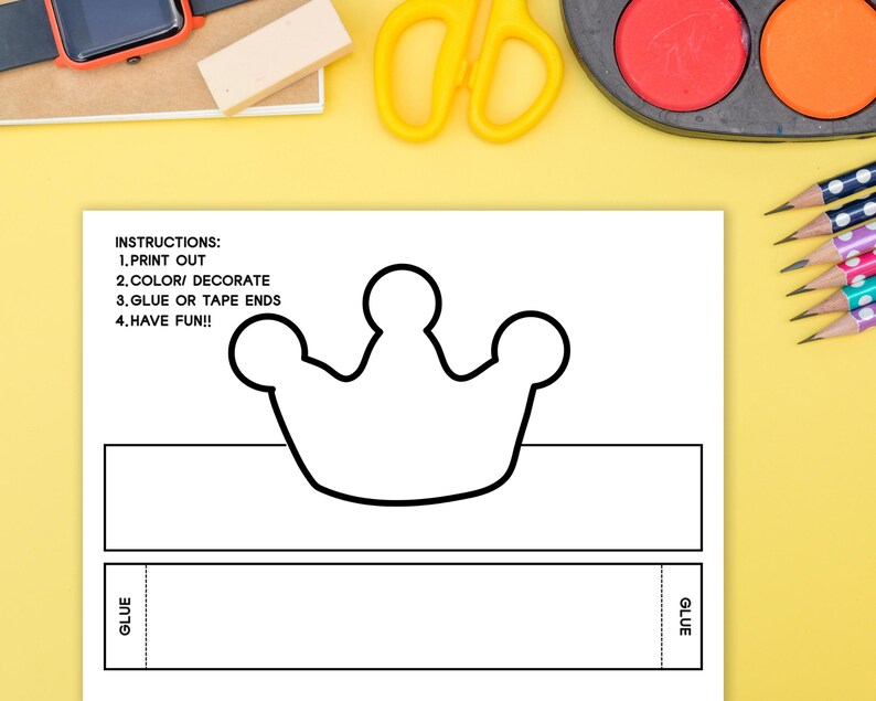Printable Crown Hat Set – 4 Designs + 1 Blank Template - Etsy